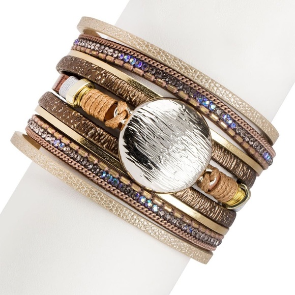 SAACHI | Jewelry | Saachi Optical Stacked Leather Boho Bracelet | Poshmark